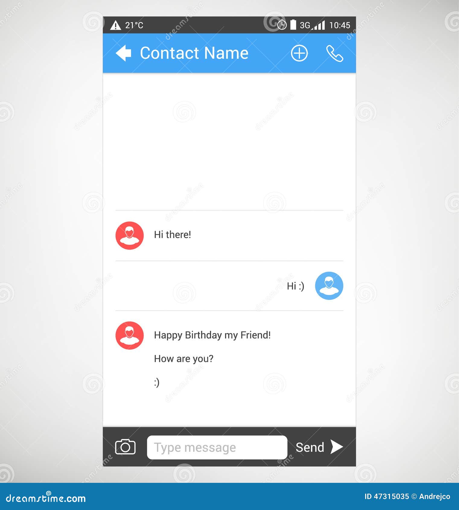 SMS Smartphone Interface stock vector. Illustration of conversation ...