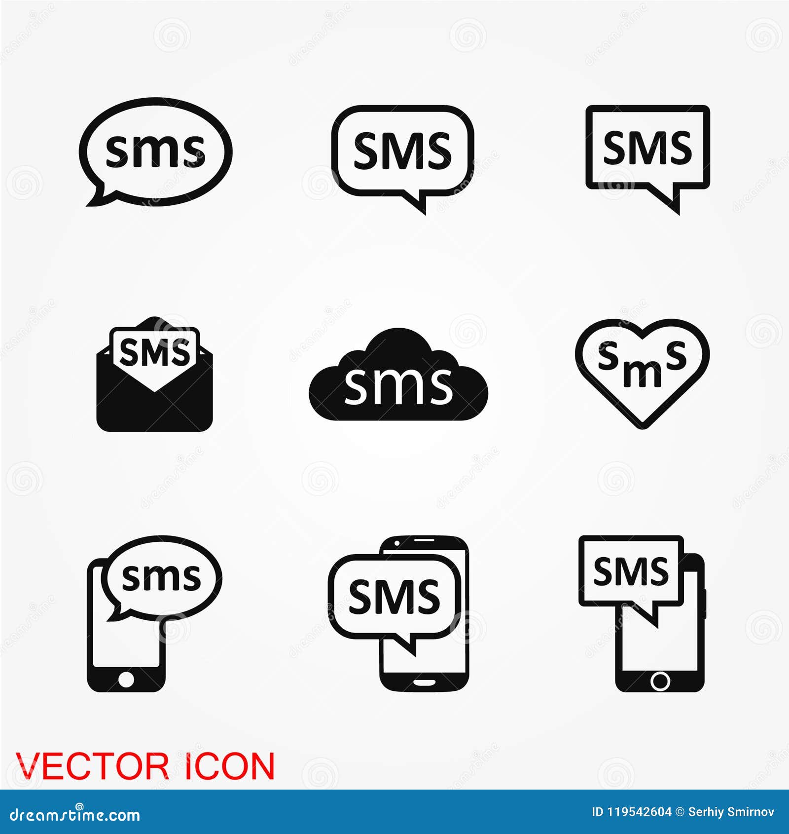 SMS vector icon stock illustration. Illustration of sign - 119542604