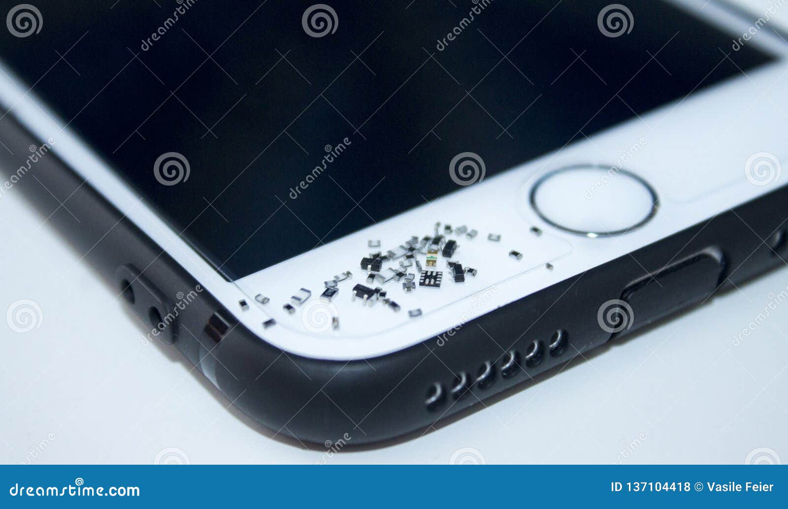 SMT components on phone stock photo. Image of transistor - 137104418