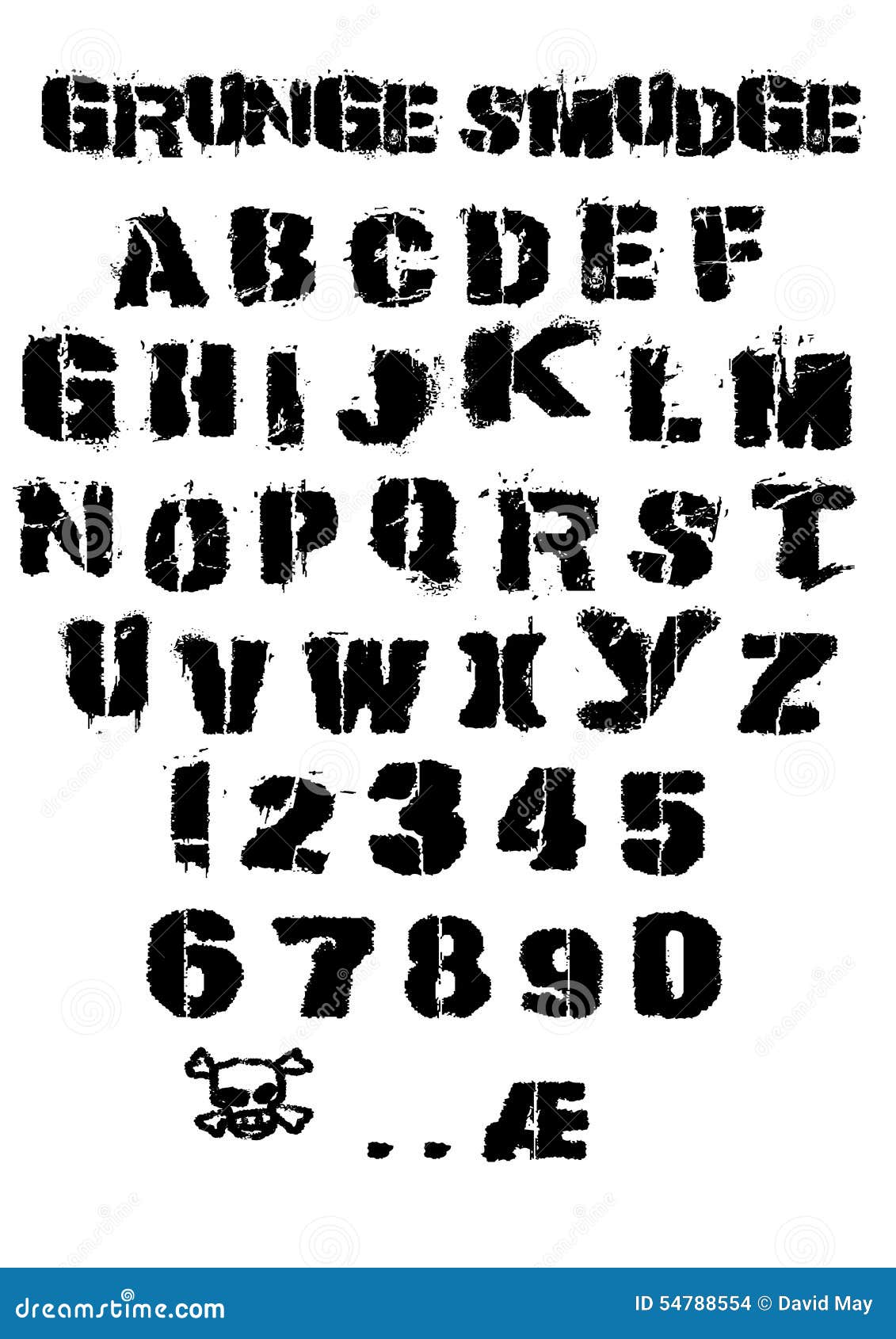 Smudge Grunge Font stock vector. Illustration of type - 54788554