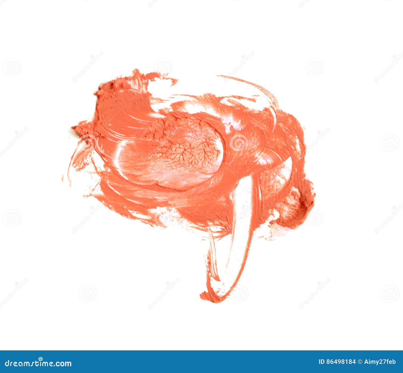 Smudge Orange Creamy Eyeshadow on White Background. Stock Photo - Image ...