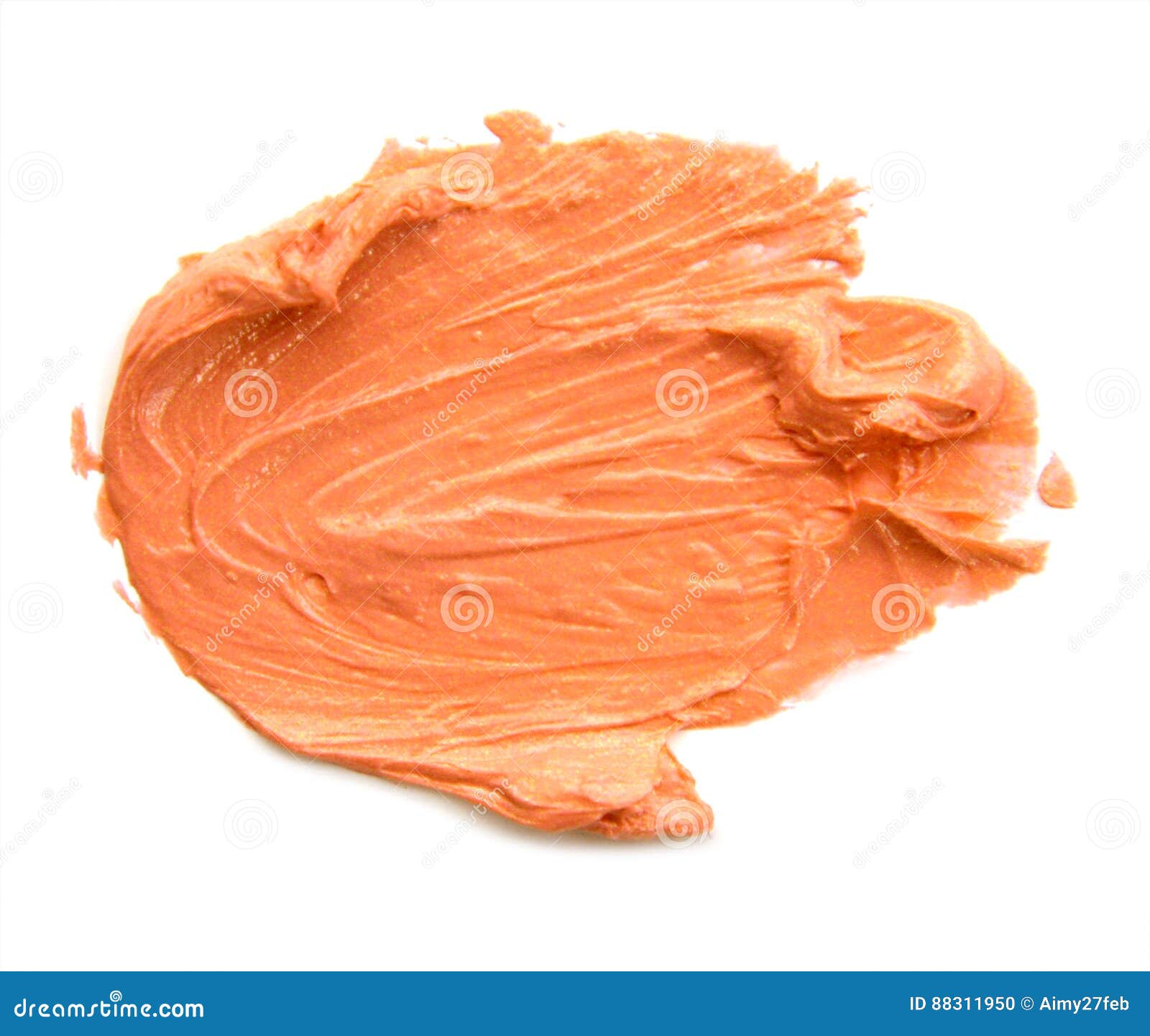 Smudge Orange Creamy Eyeshadow on White Background. Stock Photo - Image ...