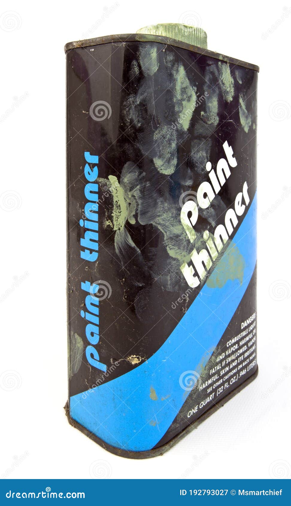 Smudged paint thinner can stock image. Image of flammable - 192793027