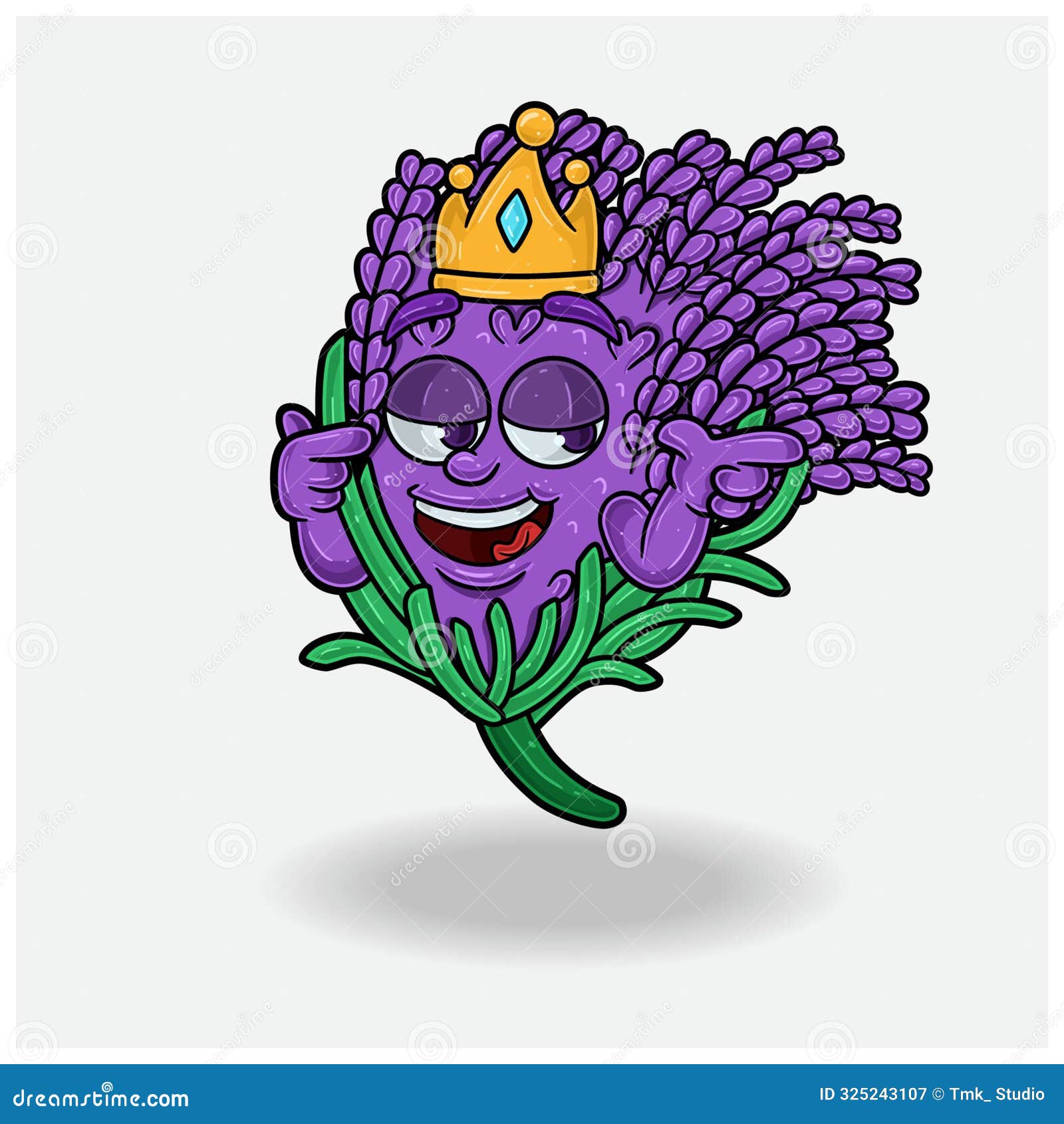 Smug Expression with Lavender Crown Mascot Character Cartoon Stock ...