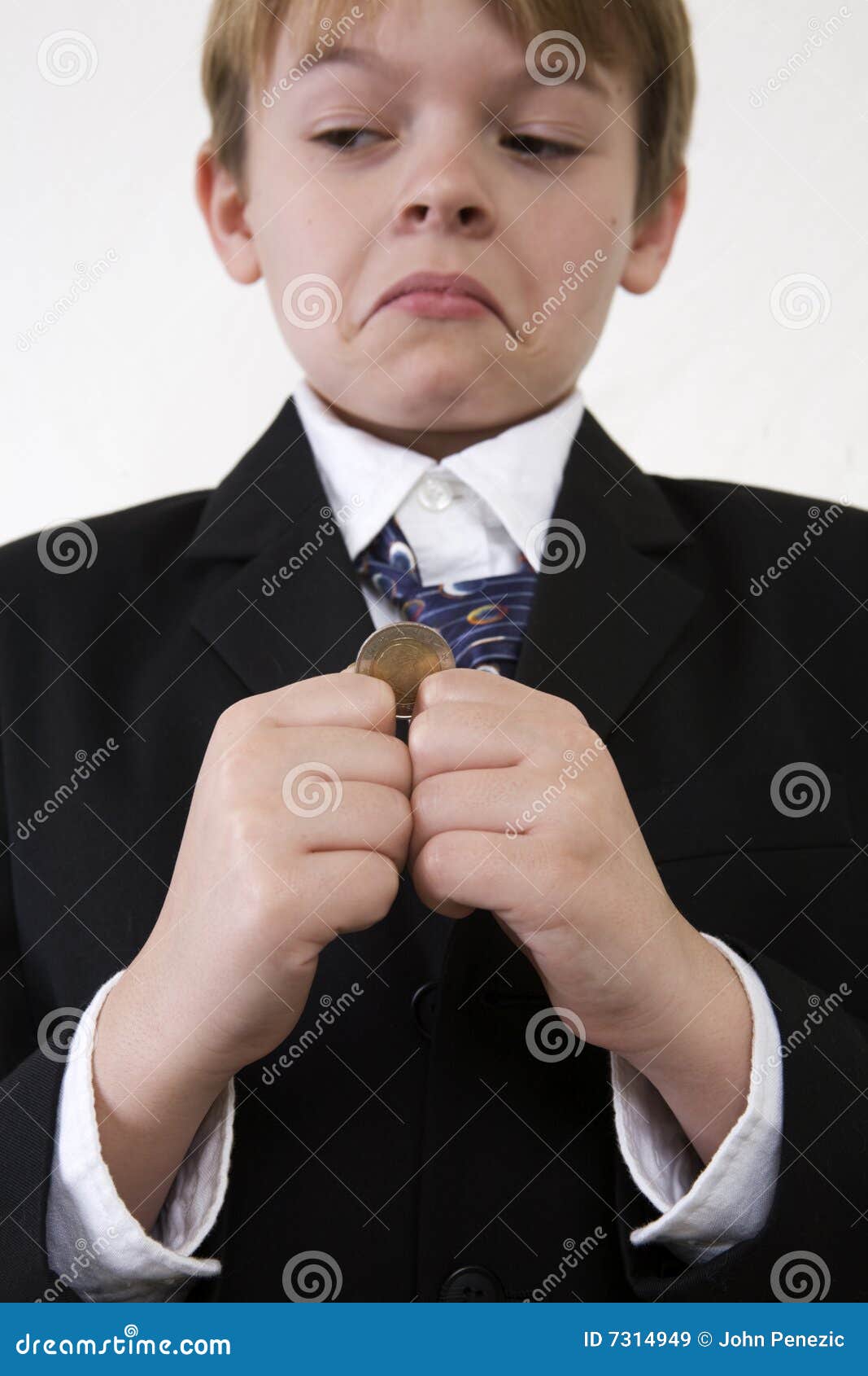 Smug Satisfaction with Coin Stock Image - Image of shirt, display: 7314949