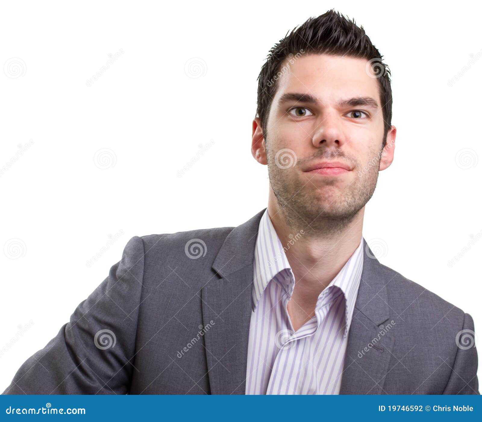 Smug young suited man stock photo. Image of hair, face - 19746592