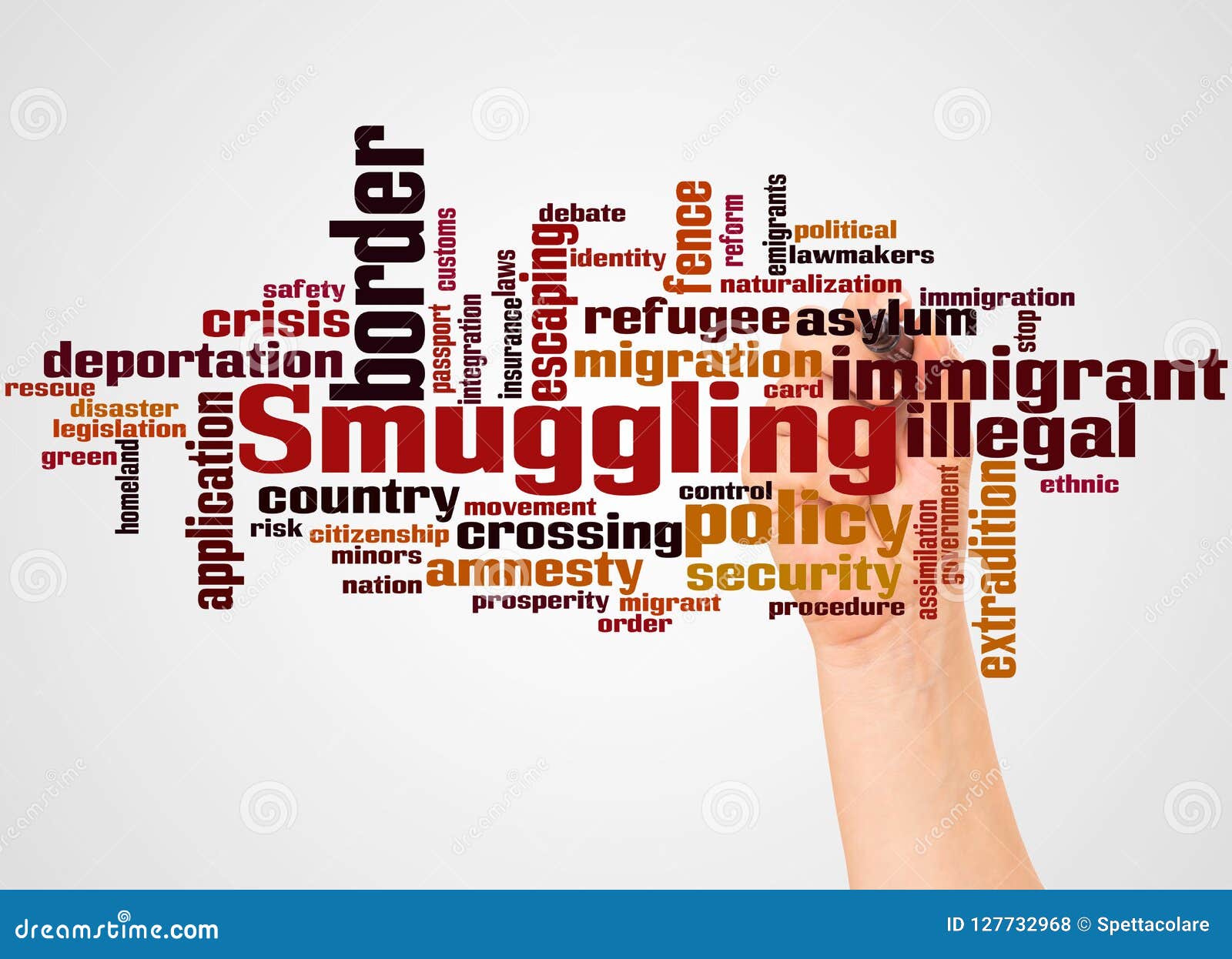 Smuggling Word Cloud and Hand with Marker Concept Stock Illustration ...