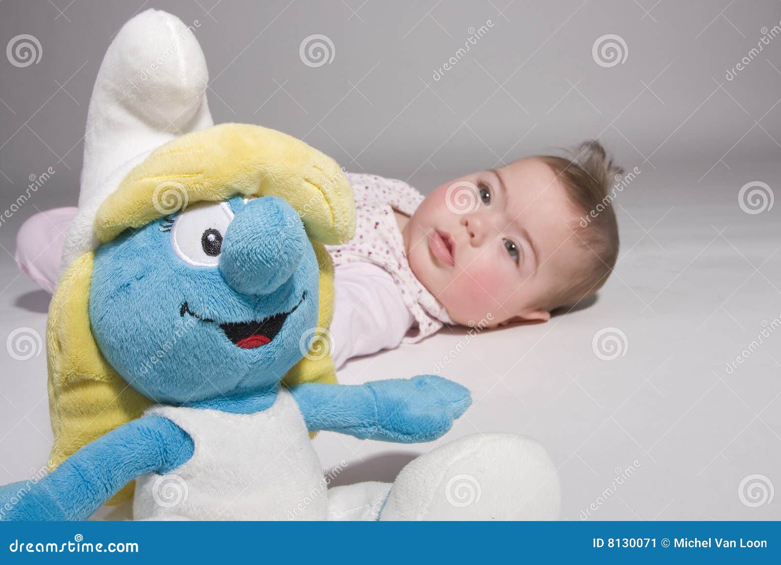 Smurfin and a baby editorial photo. Image of blond, child - 8130071
