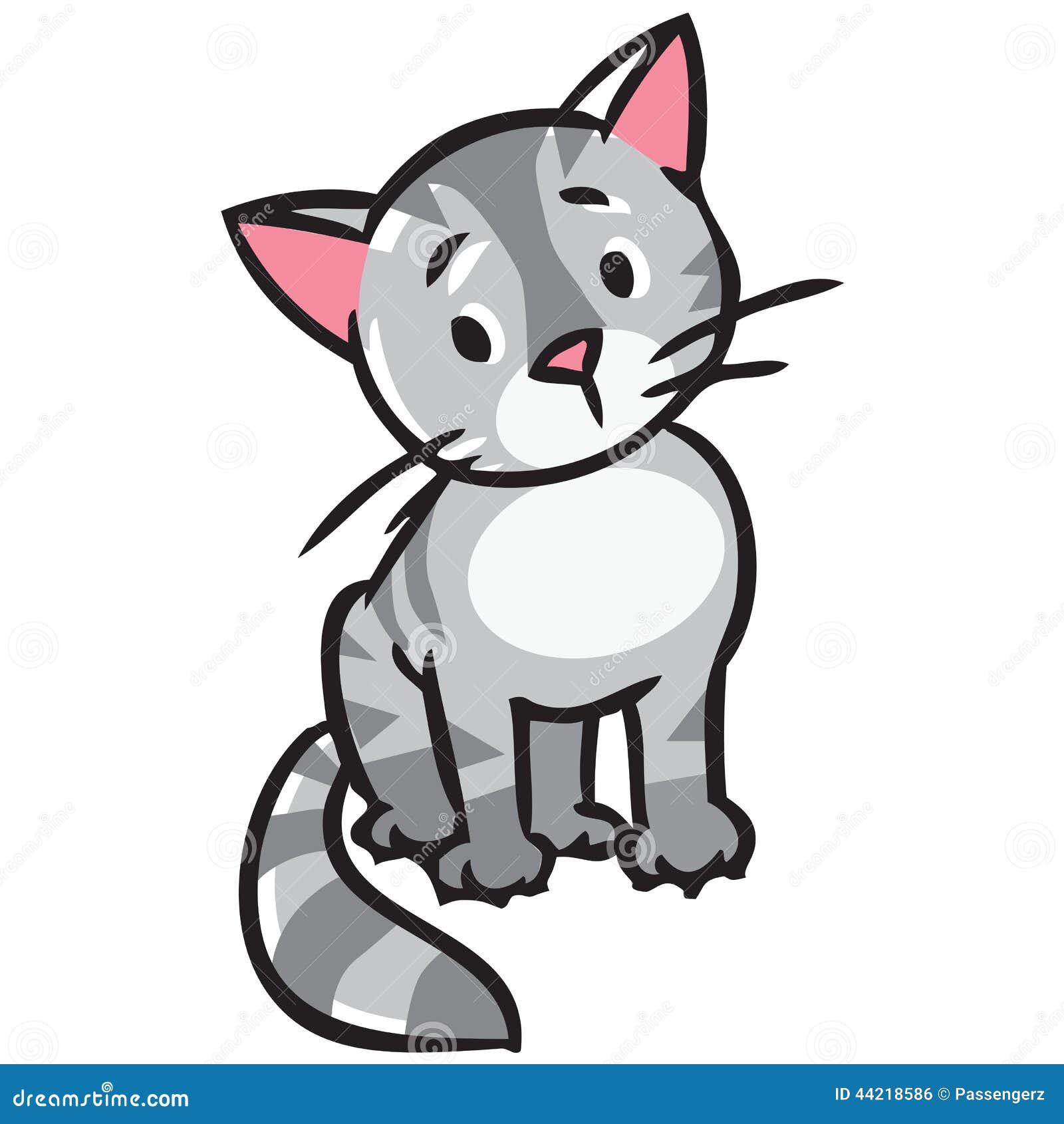 Smutny Siedzący Kot Ilustracja Wektor - Obraz: 44218586