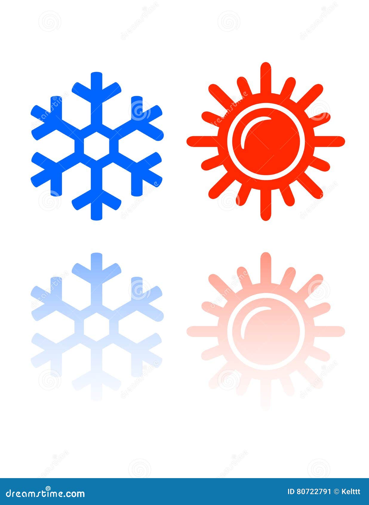 Snöflinga- och solsymboler vektor illustrationer. Illustration av skärm ...