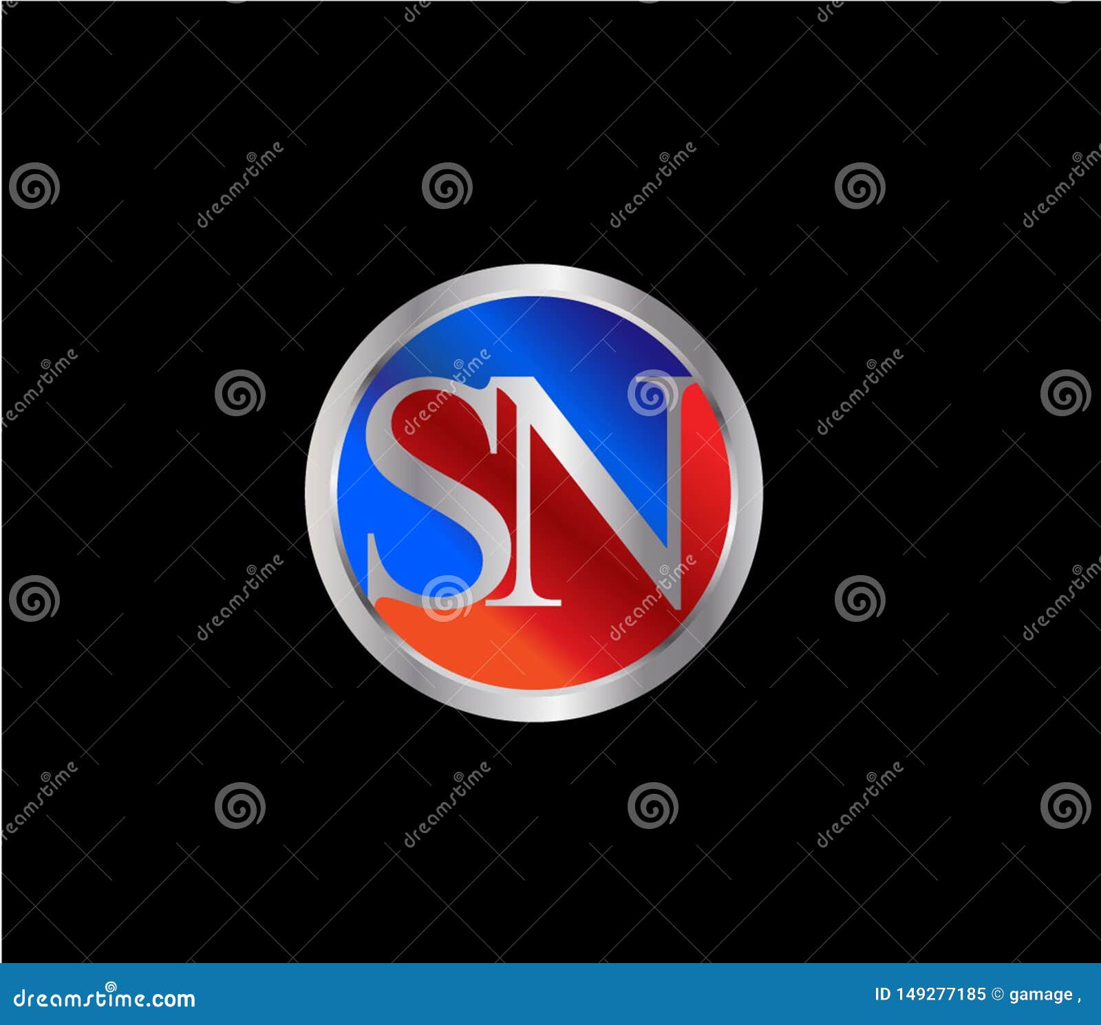 SN Initial Circle Shape Red Blue Silver Color Later Logo Design Stock ...