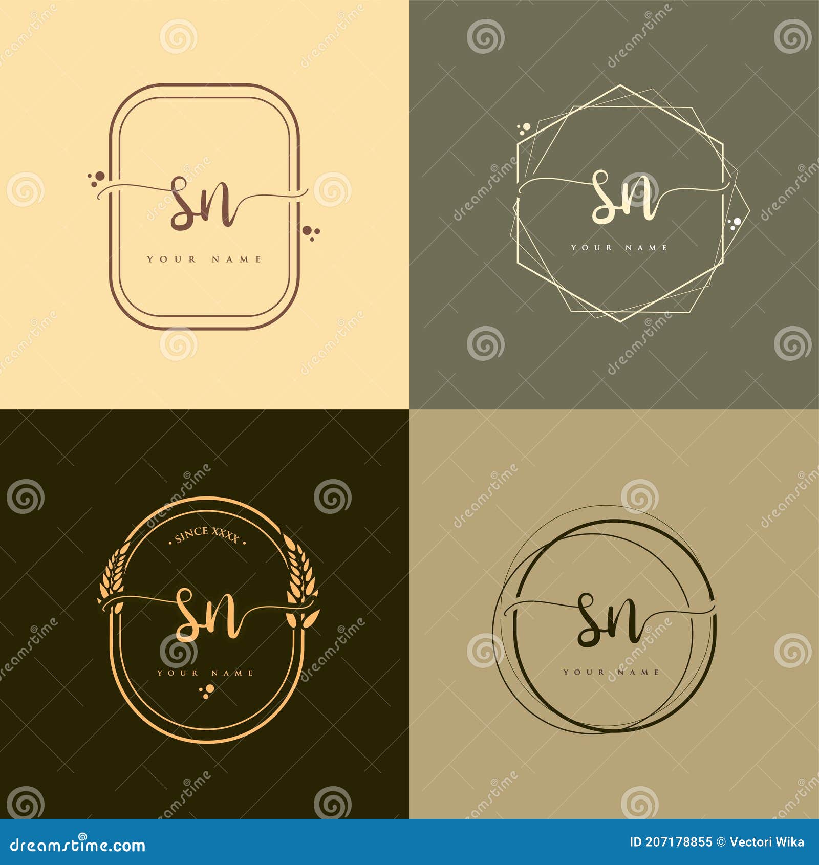 SN Initial Handwriting Logo Vector Sets. Hand Lettering Initials Logo ...