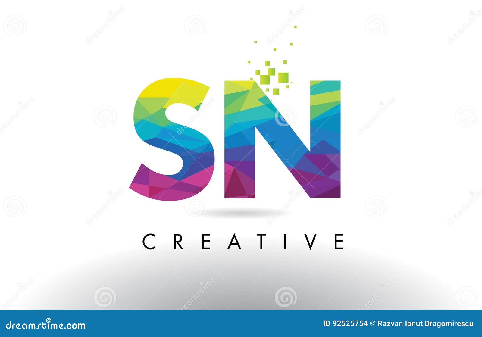 SN S N Colorful Letter Origami Triangles Design Vector. Stock Vector ...