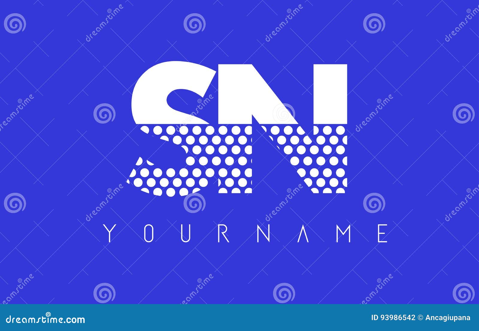SN S N Dotted Letter Logo Design with Blue Background. Stock Vector ...