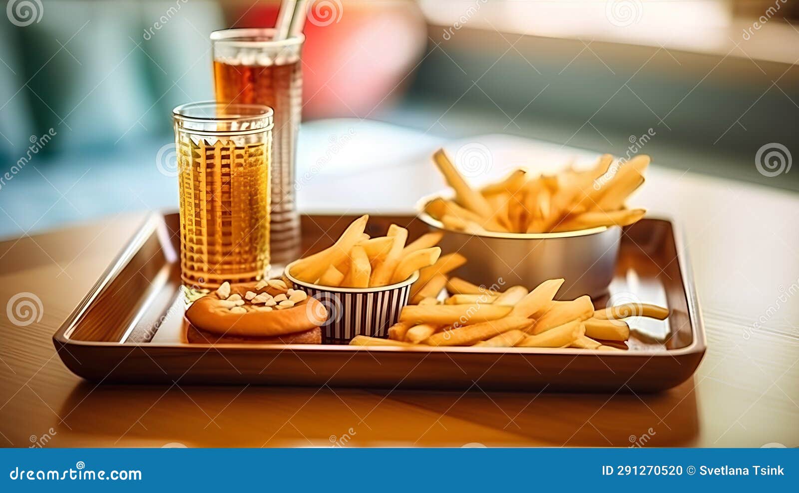A Snack of an American Student in the School Cafeteria. Stock Photo ...