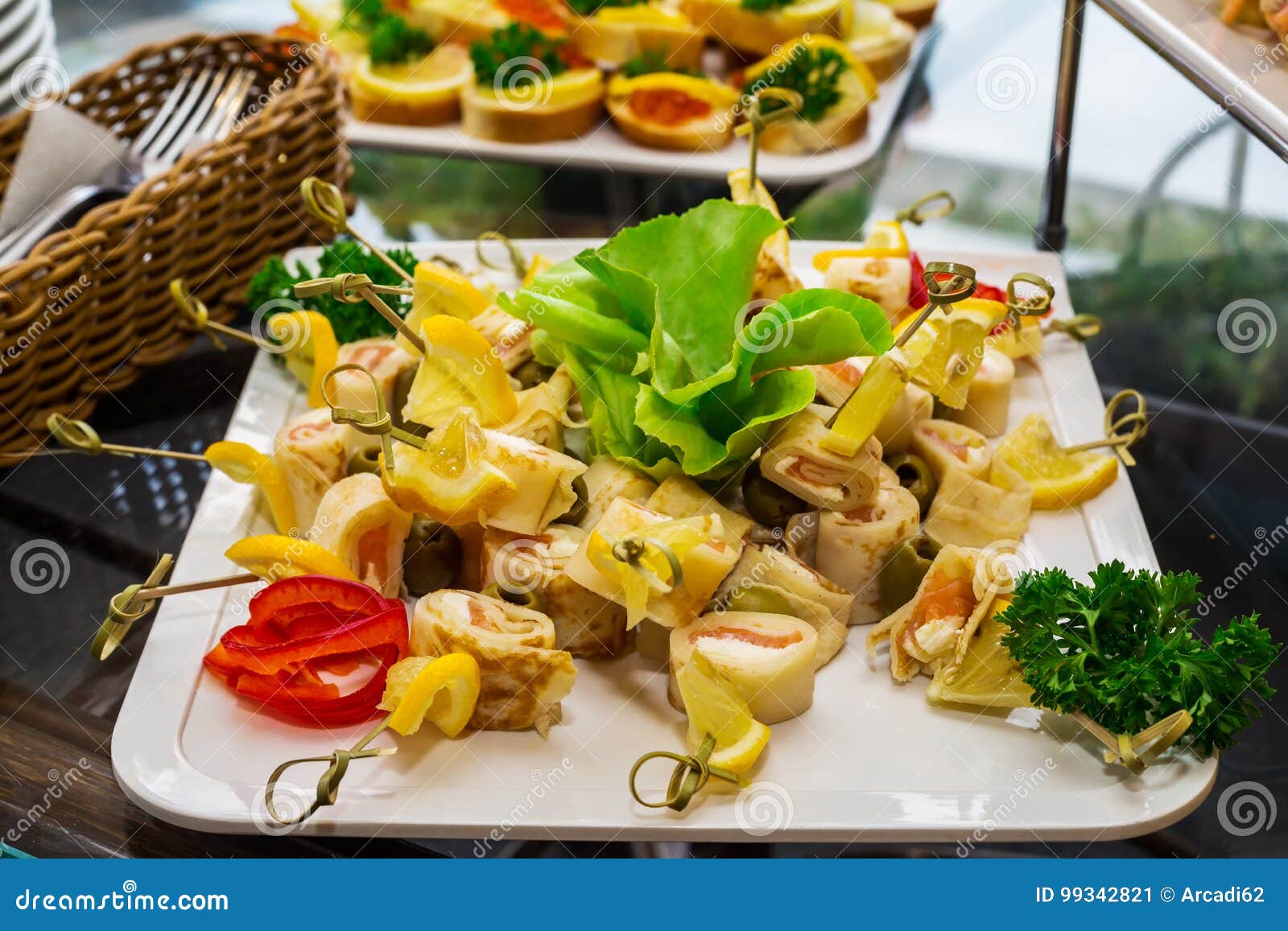 Snack, assorted of canapes stock image. Image of gourmet - 99342821