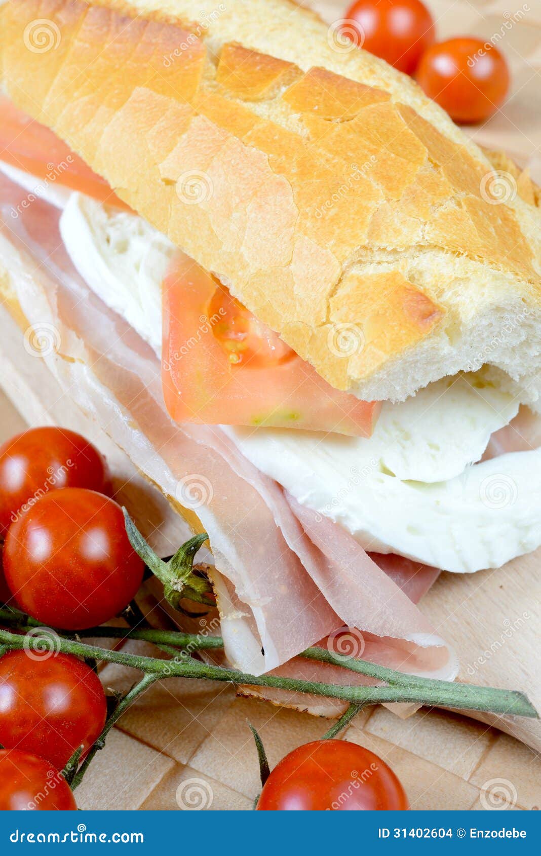 Snack baguette stock photo. Image of speck, food, tomato - 31402604