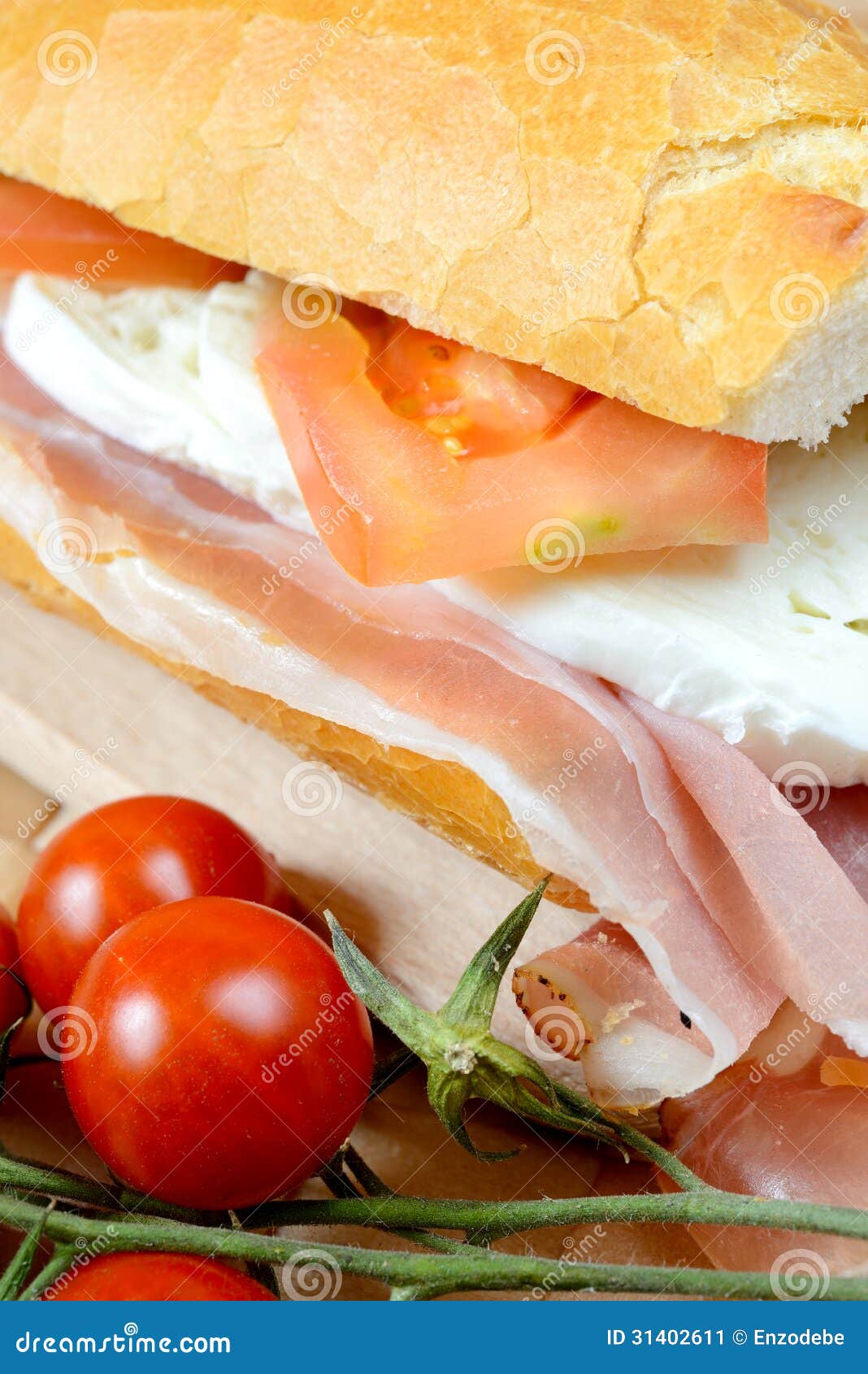 Snack baguette stock image. Image of fast, tomato, bread - 31402611