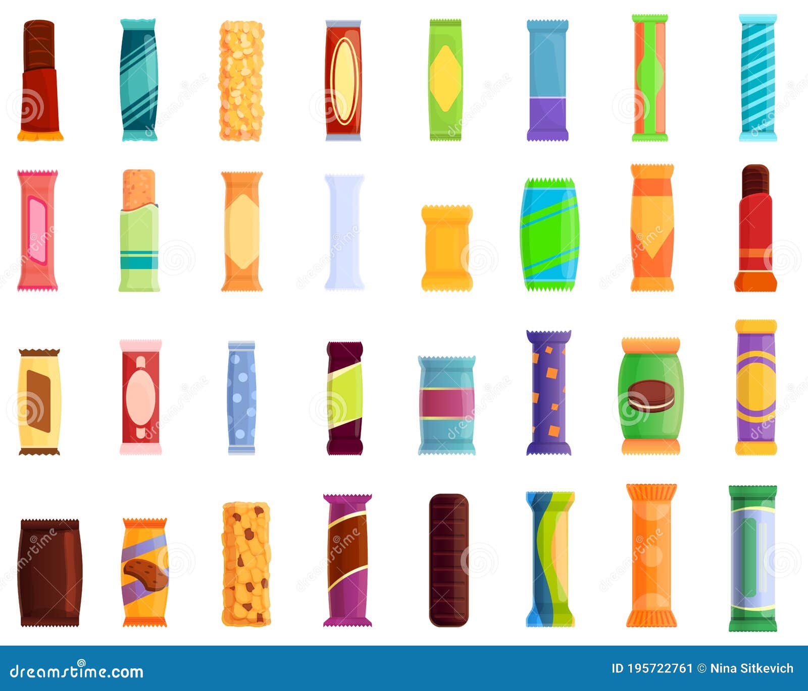 Snack Bar Icons Set, Cartoon Style Stock Vector - Illustration of ...