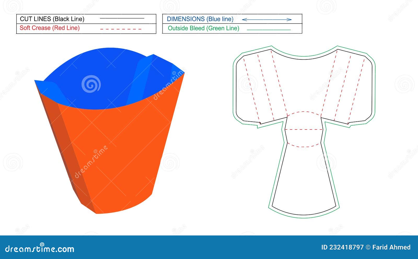 Snack Box Vector Dieline Template and 3D Render, Resizable Editable ...