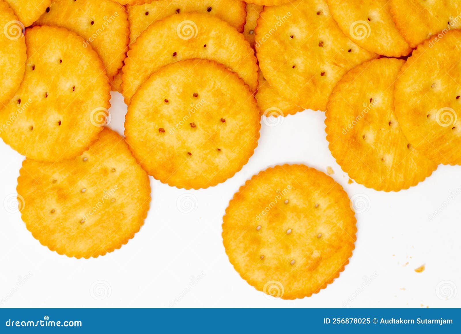 Snack Concept, Salty Crackers or Biscuits Stack Isolated on White ...