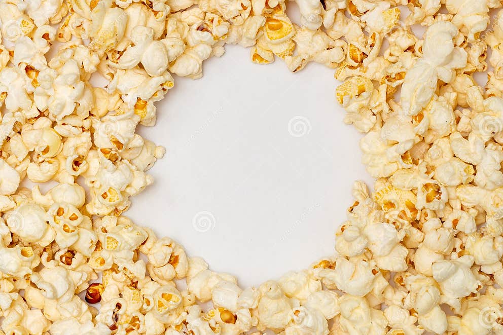 Snack Concept, Sweet Popcorn with Empty Space in Circle Shape of a ...