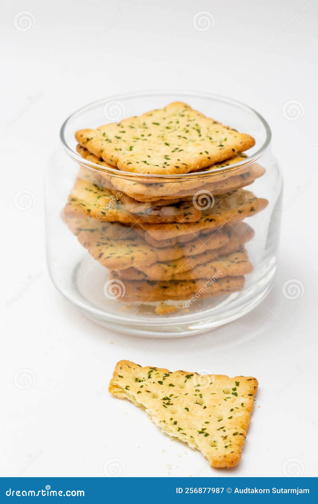 Snack Concept, Vegetable Crackers or Biscuits in a Glass Jar with ...