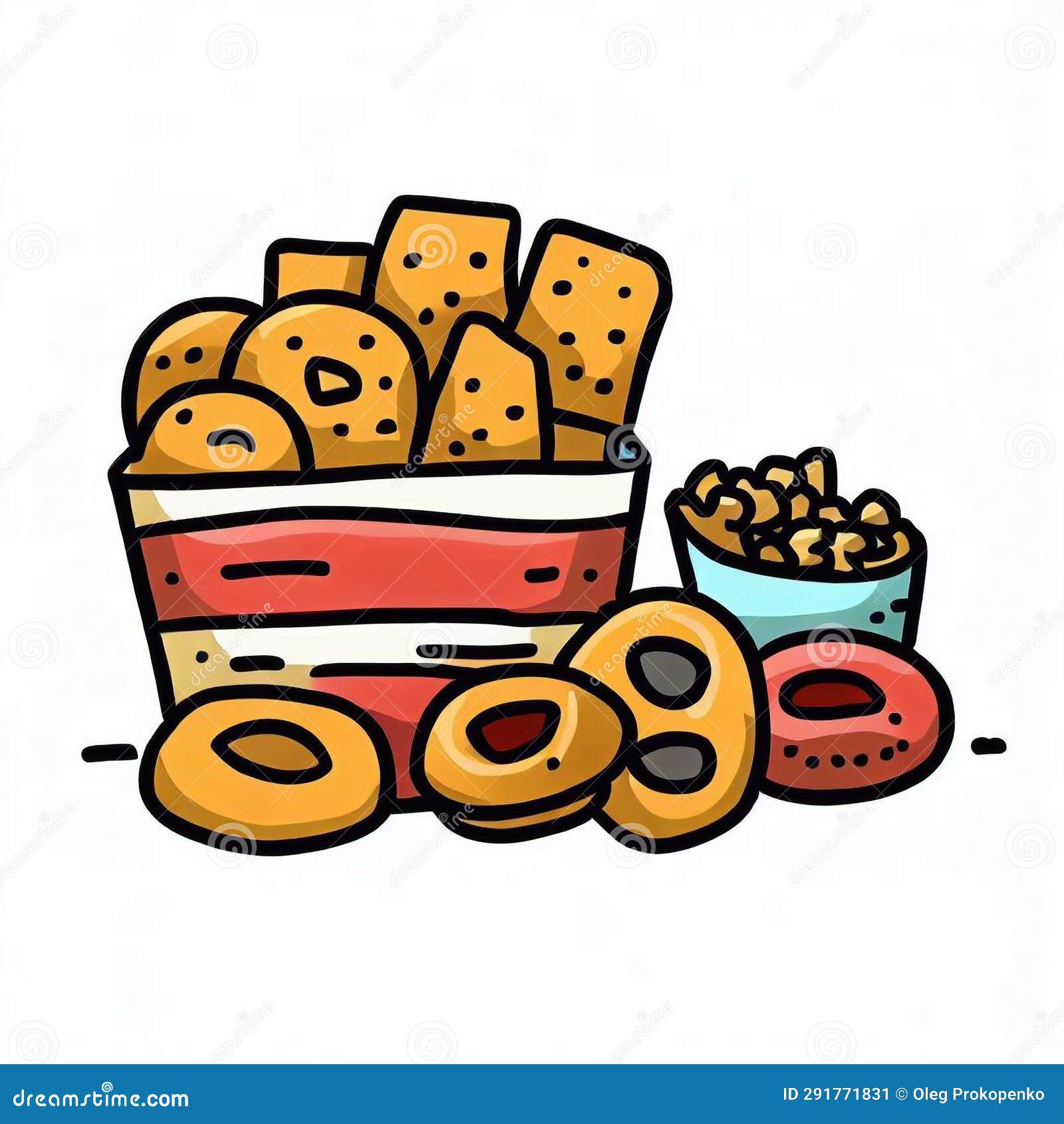 Snack Contour Drawing Color Game Stock Illustration - Illustration of ...