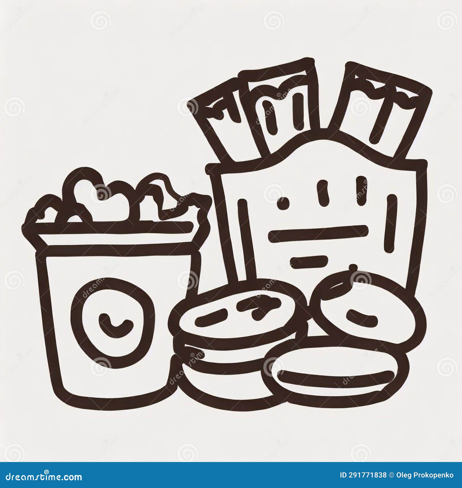Snack Contour Drawing Color Game Stock Illustration - Illustration of ...