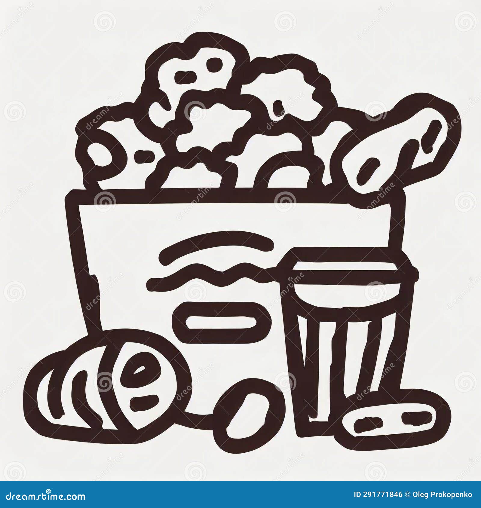 Snack Contour Drawing Color Game Stock Illustration - Illustration of ...