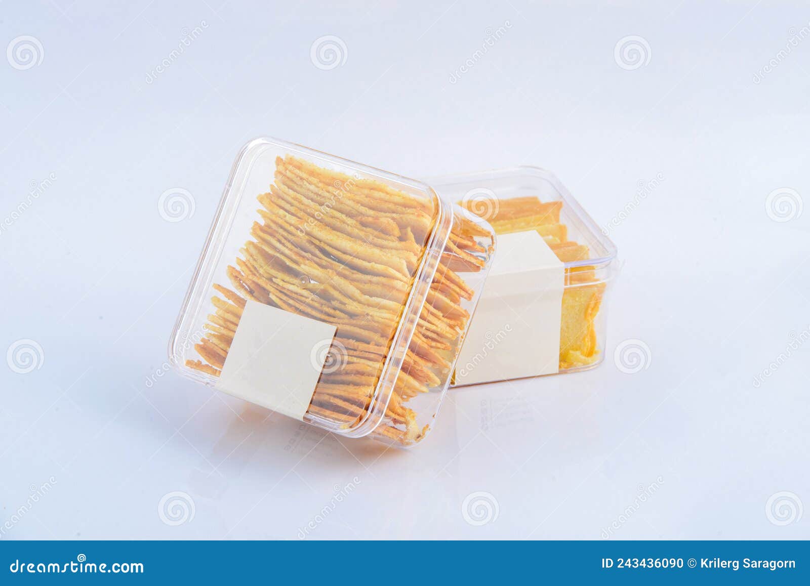 The Snack Cracker Butter in the Transparent Box. Stock Photo - Image of ...