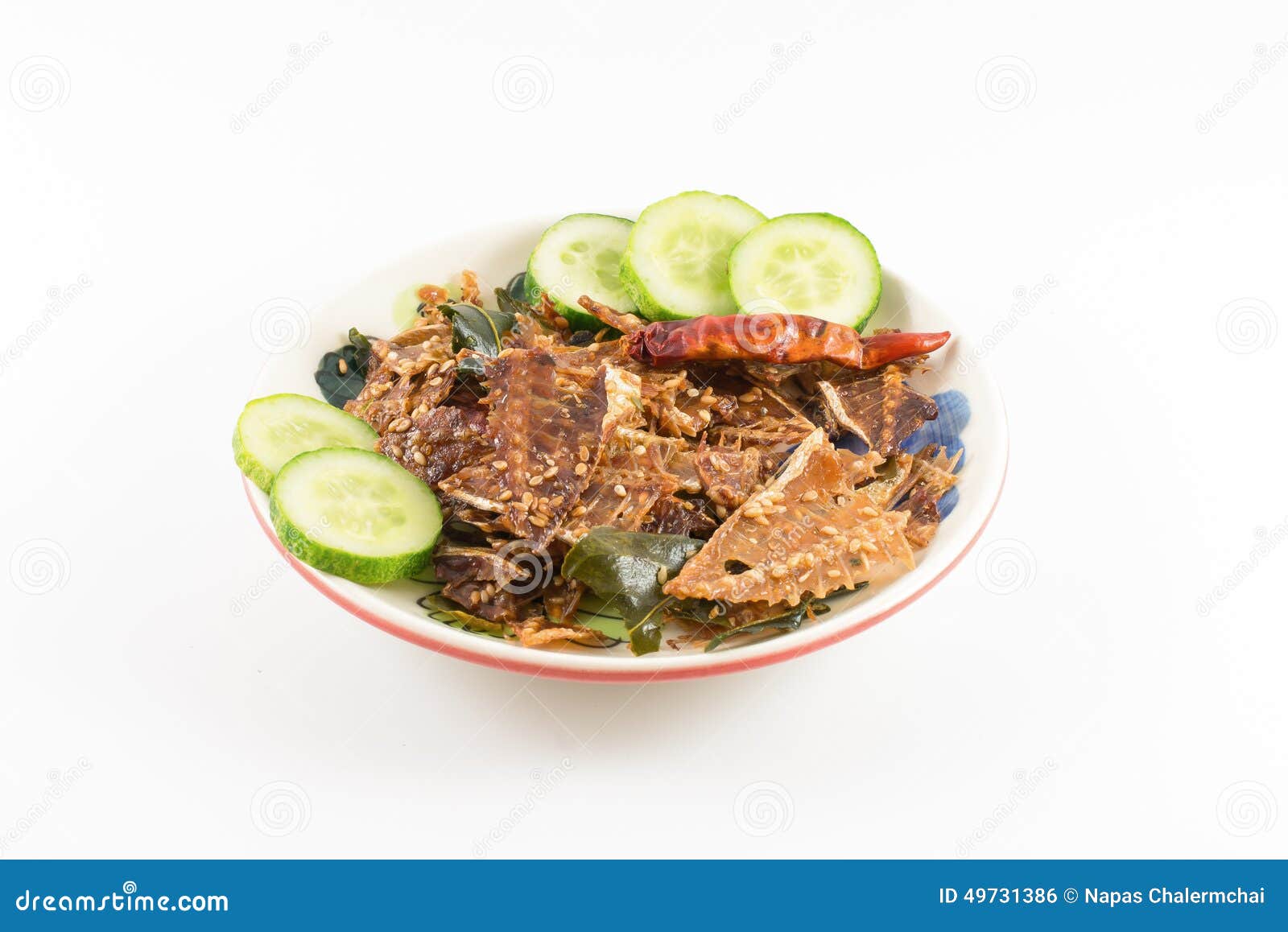 Snack Fish Bone and Herbs Isolated Stock Photo - Image of animal, salt ...