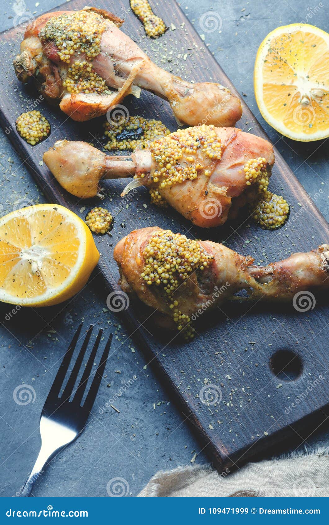 Snack from Fried Chicken Legs Stock Image - Image of salt, fork: 109471999