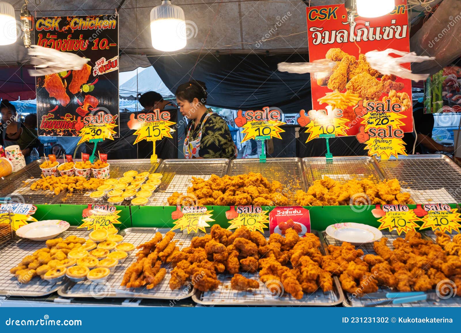 Snack and Fried Chicken Stall at a Market in Asia Editorial Photography ...