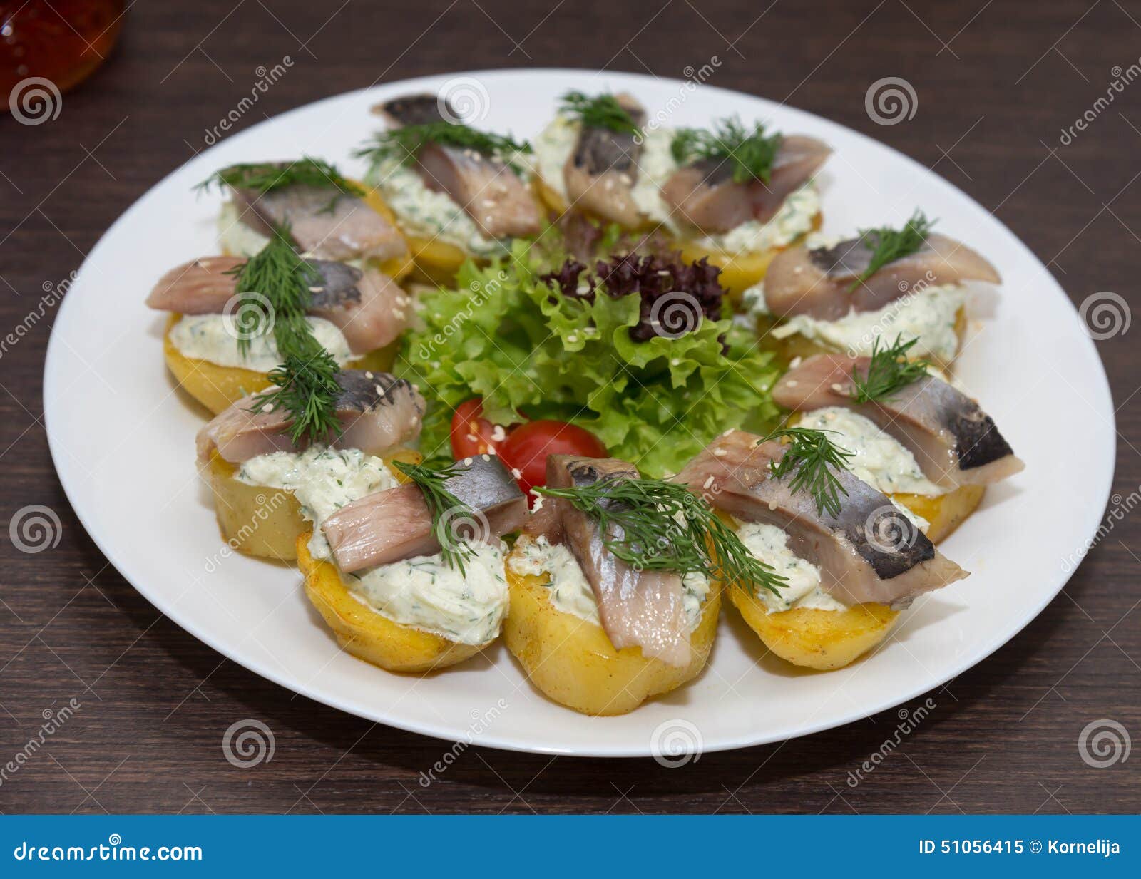 Snack with Herring and Potato Stock Image - Image of onion, fish: 51056415