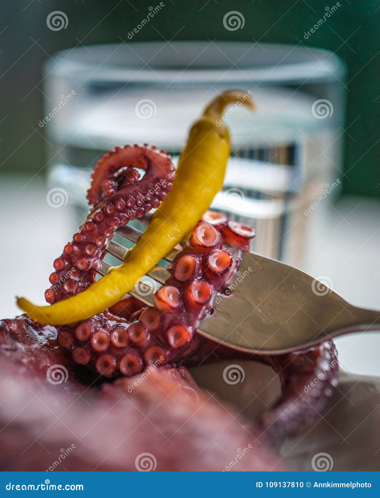A Snack Made from Octopus and Green Spicy Pepper Stock Photo - Image of ...