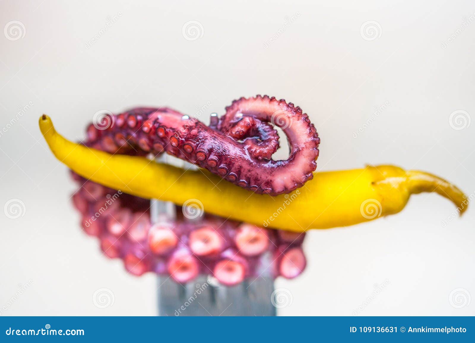 A Snack Made from Octopus Tentacle and Spicy Green Pepper Stock Image ...