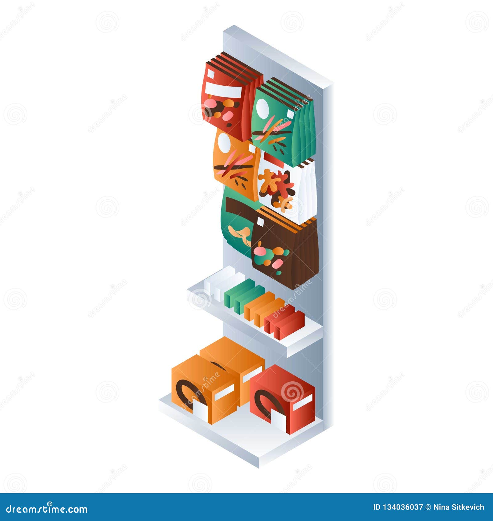 Snack Market Shelf Icon, Isometric Style Stock Vector - Illustration of ...