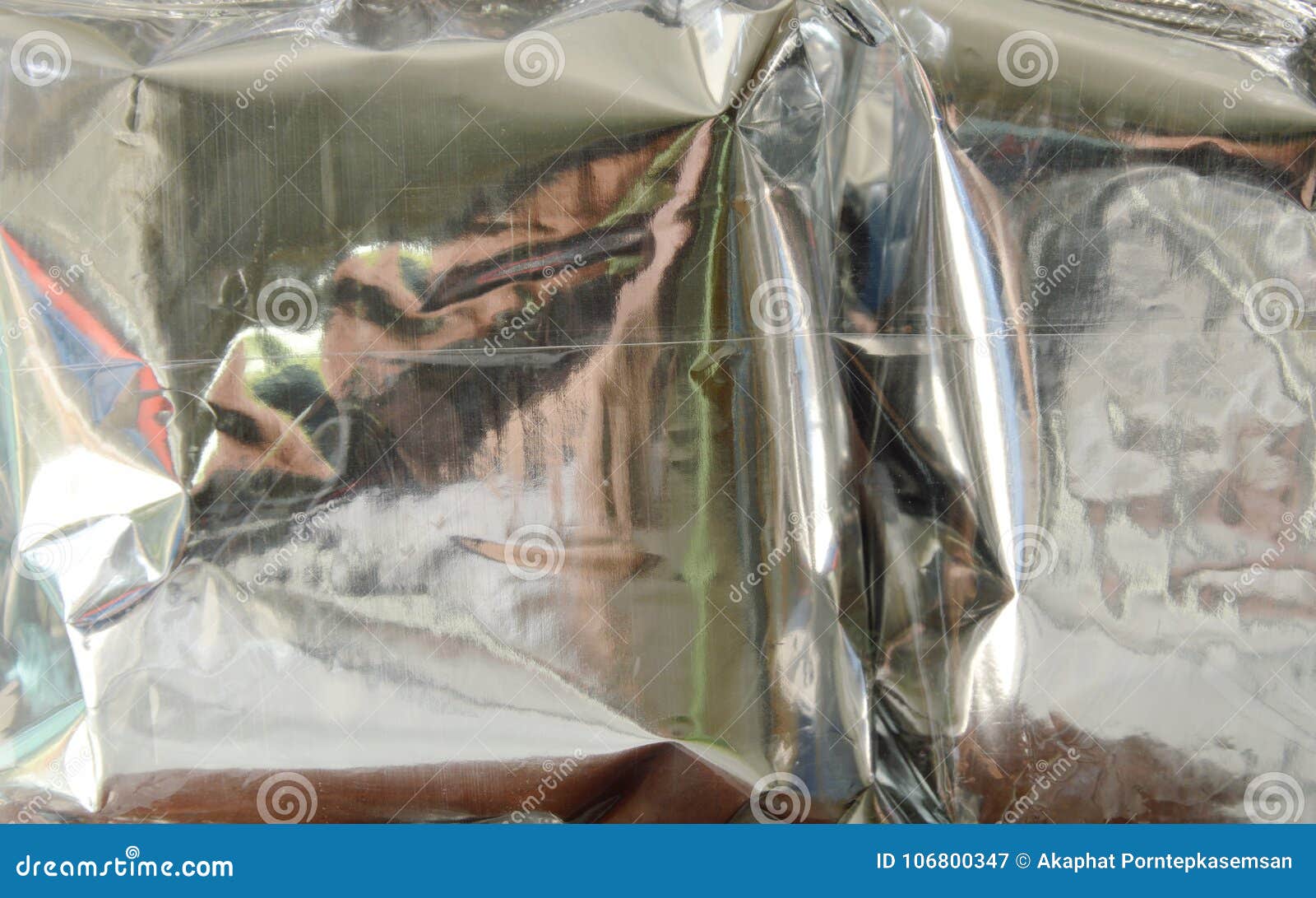 Snack Package in Aluminum Foil Wrapped with Plastic Bag Stock Image ...