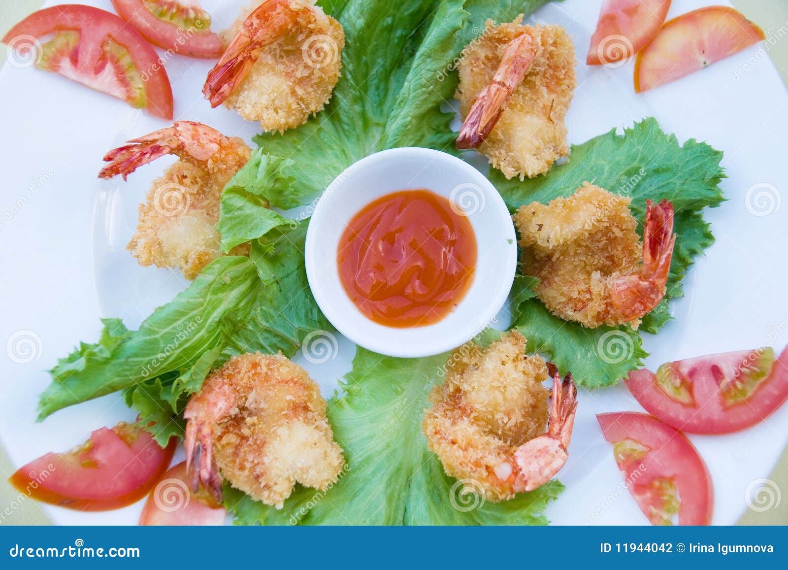 Snack with prawn stock photo. Image of lettuce, green - 11944042