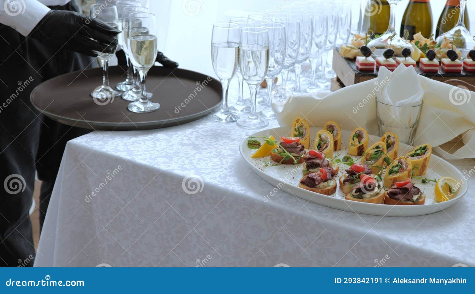 Snack Table. Canape with Vegetables and Cheese. Festive Table with ...