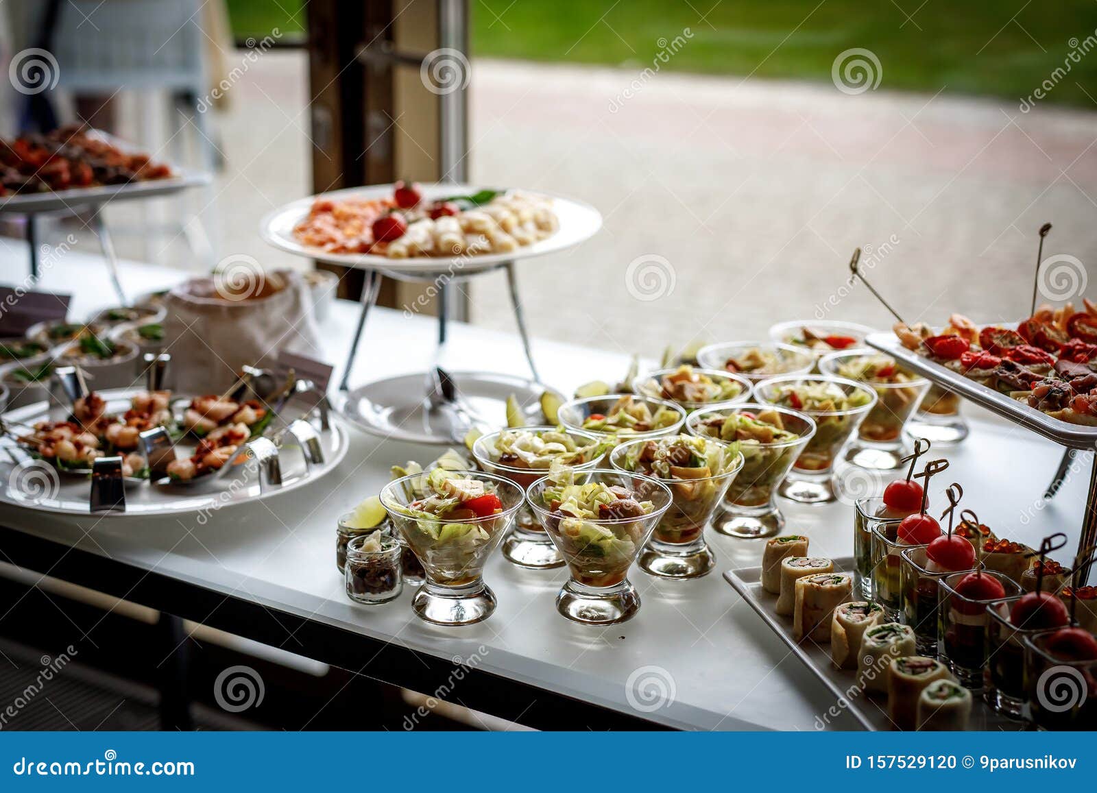 Snack Table Ready for the Event Stock Photo - Image of party, server ...