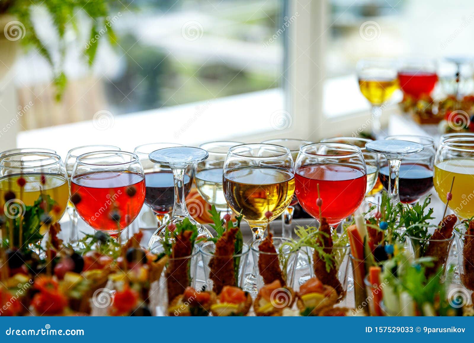 Snack Table Ready for Event. Food and Drink Catering Stock Image ...