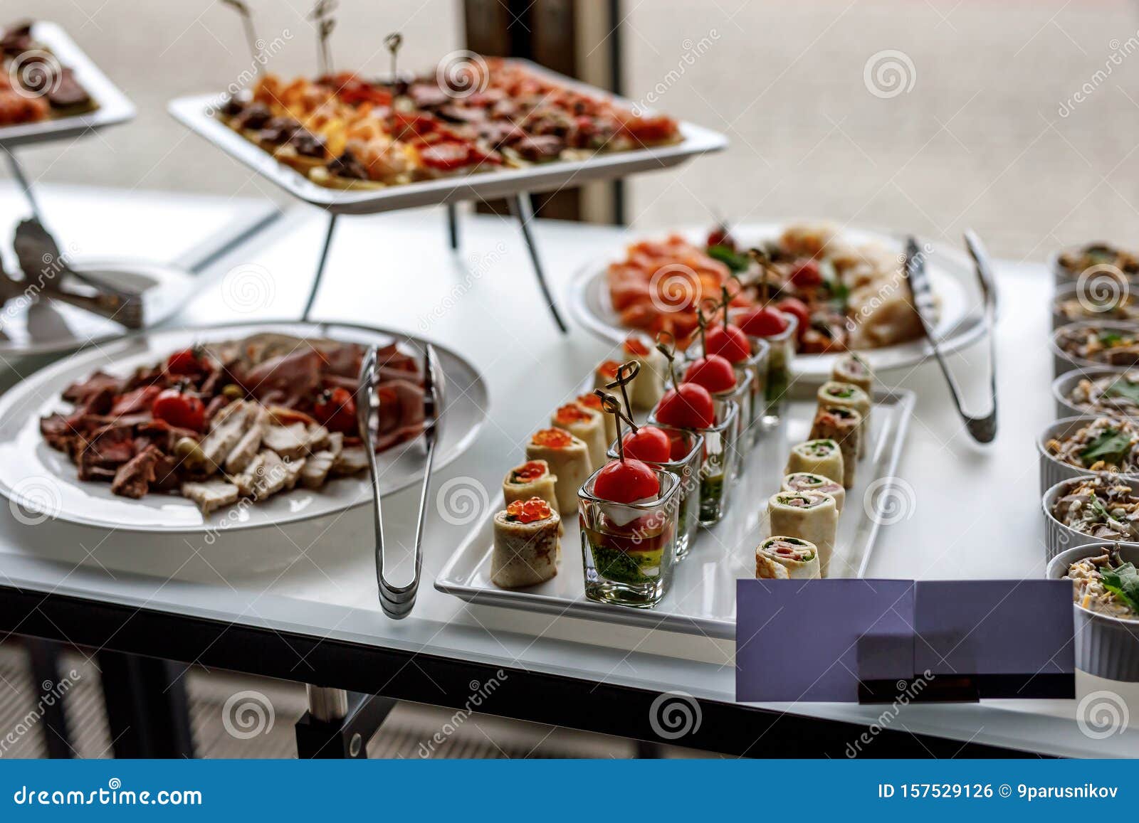 Snack Table Ready for Event. Food and Drink Catering Stock Photo ...