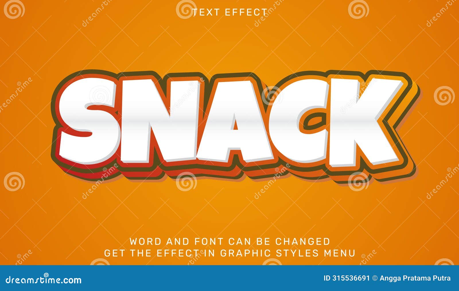 Snack Text Effect Template in 3d Design Stock Vector - Illustration of ...
