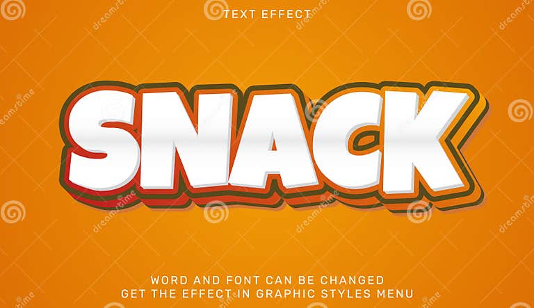 Snack Text Effect Template in 3d Design Stock Vector - Illustration of ...