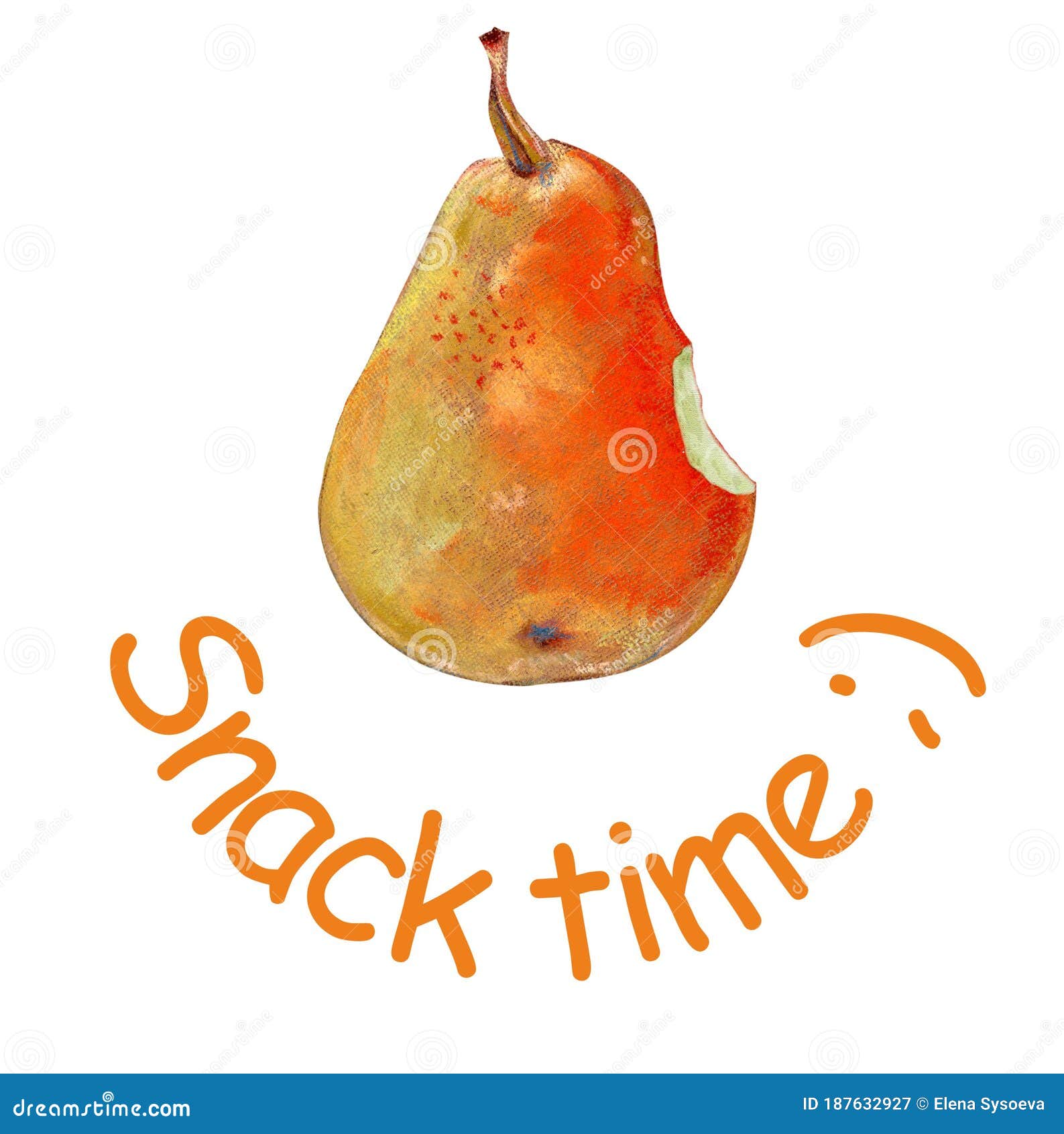 Snack Time - Pear Drawing by Pastel Stock Illustration - Illustration ...