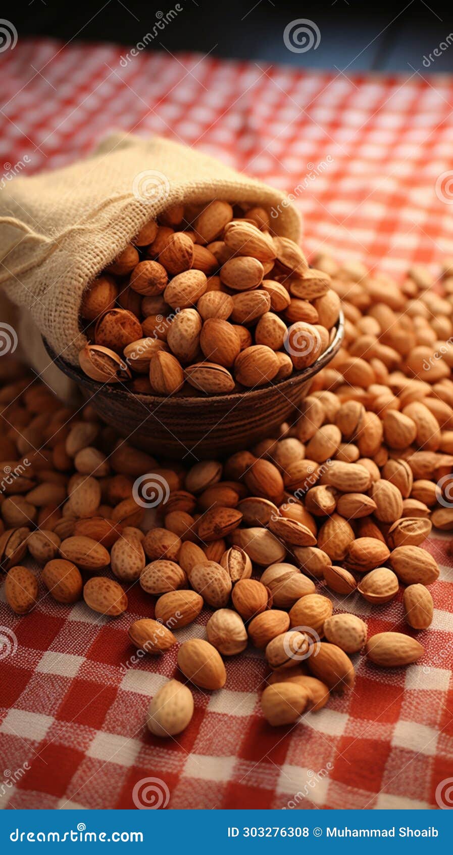 Snacking Delight Peanuts Presented on a Wrapping Cloth with Charm Stock ...