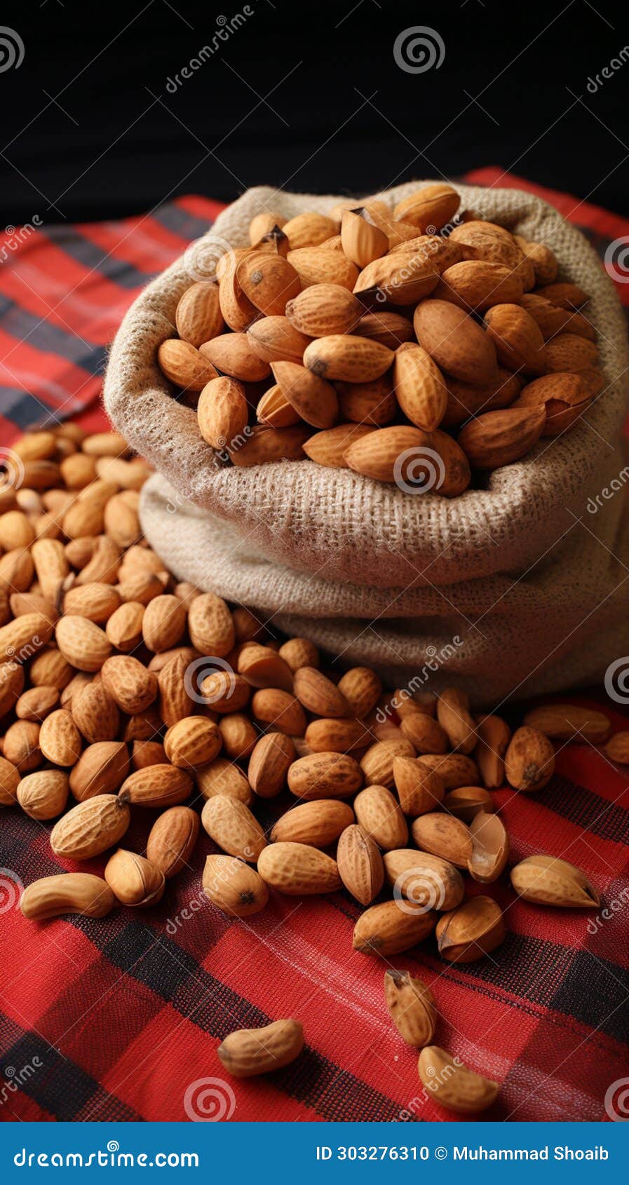 Snacking Delight Peanuts Presented on a Wrapping Cloth with Charm Stock ...
