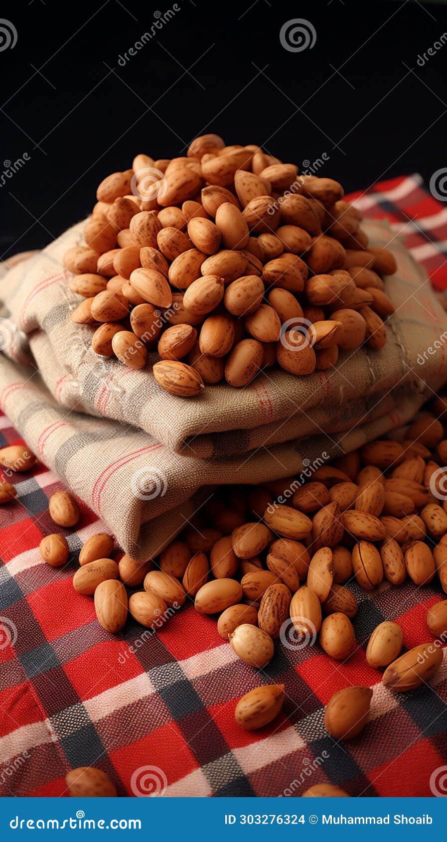 Snacking Delight Peanuts Presented on a Wrapping Cloth with Charm Stock ...